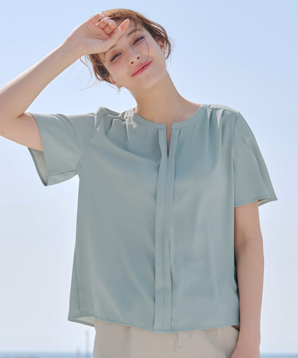 【2WAY・接触冷感】ノーカラーブラウス – Tiaclasse