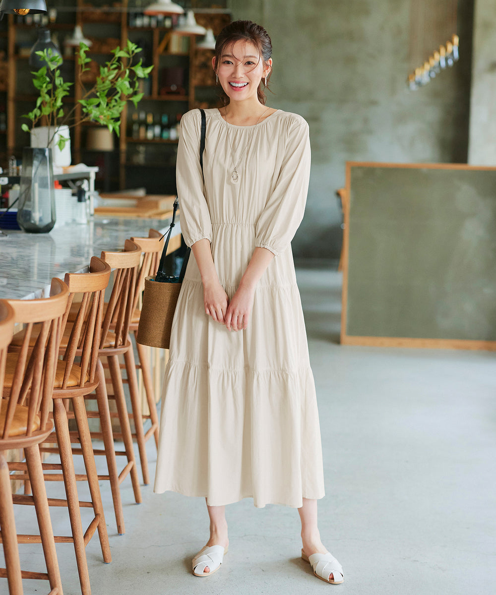 【アウトレット / 2WAY】パフスリーブティアードマキシワンピース – Tiaclasse