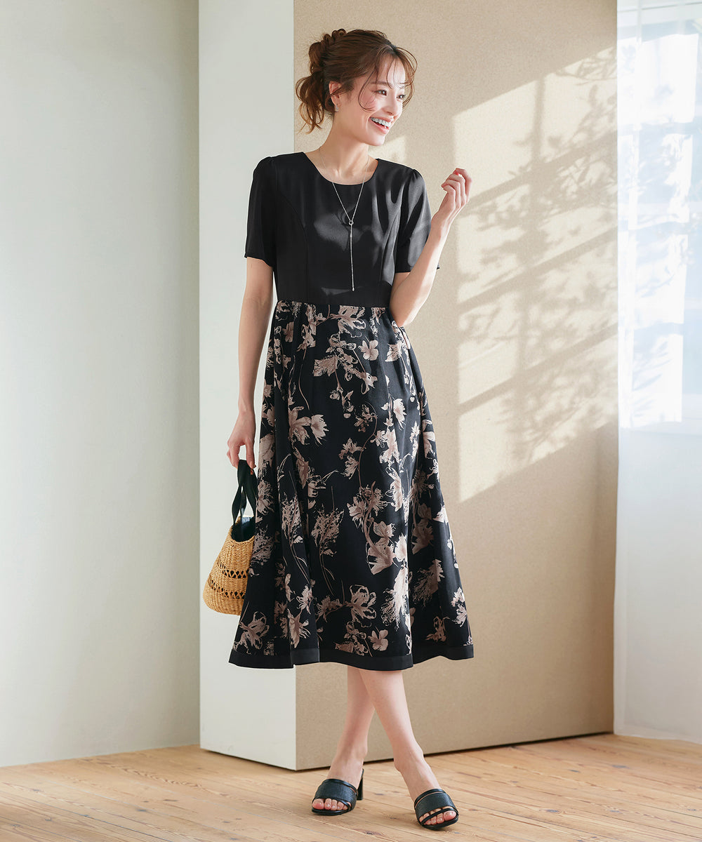 【小倉優子さん着用・新色追加】配色モノトーン柄ワンピース – Tiaclasse